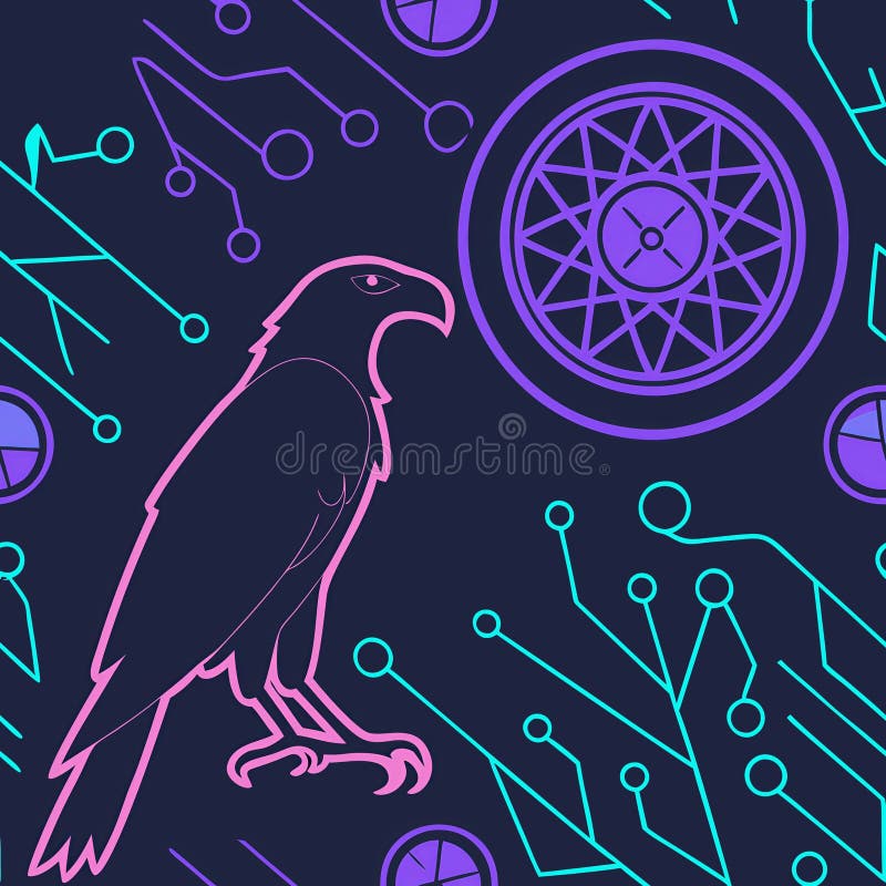 Futuristic Hawk with Tech Circuit Patterns Stock Illustration ...