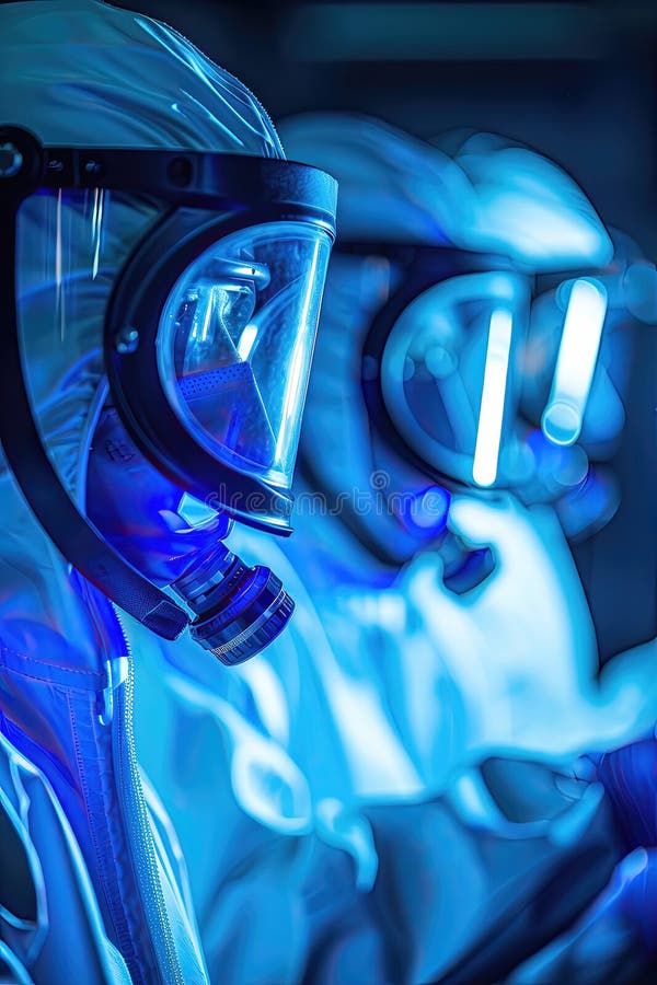 Futuristic Hazmat Suit with a Glowing Blue Light. Stock Image - Image ...