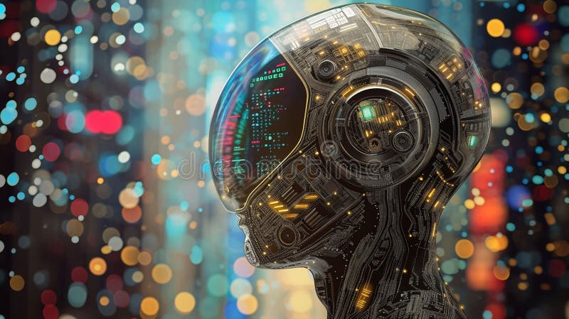 Futuristic Head with Interface Stock Illustration - Illustration of ...