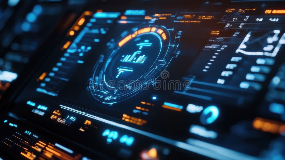 Futuristic Head Up Display Showing Complex Data Analysis and Processing Information Stock Image ...