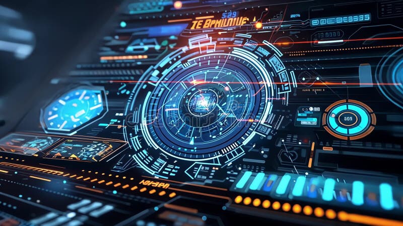 Futuristic Head Up Display Showing Rotating Core and Data Stream Stock Footage - Video of ...