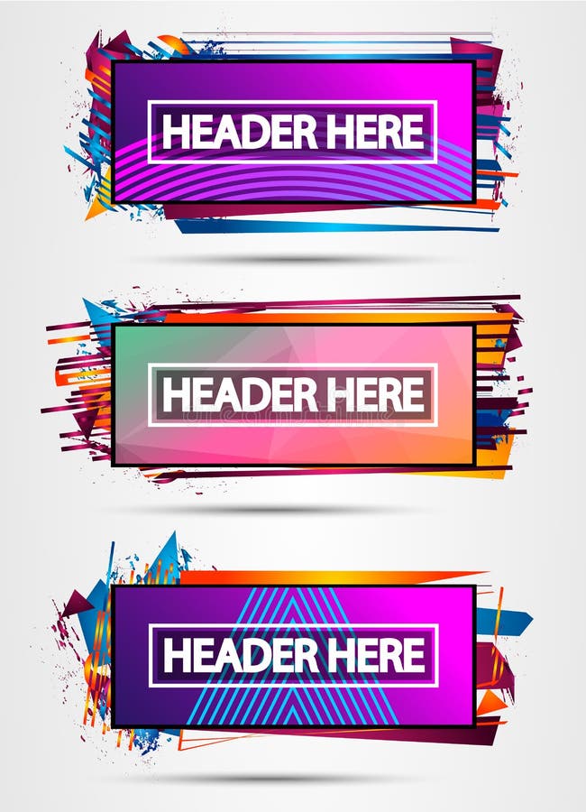 Futuristic Header Frame Design with Abstract Shapes and Drops of Colors ...