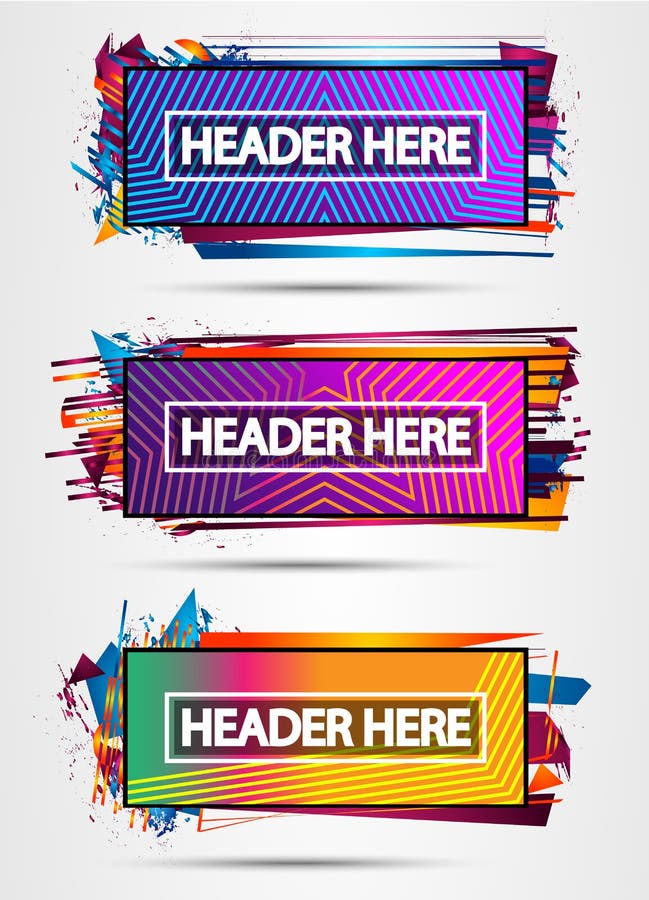 Futuristic Header Frame Design with Abstract Shapes and Drops of Colors ...