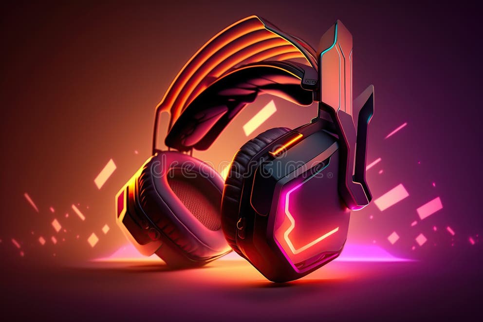 Futuristic Headset, on Neon Light Background. Generative AI Stock ...