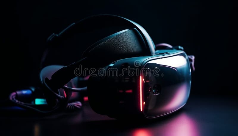 Futuristic Headset for Virtual Reality Simulator Illuminates Eyesight ...