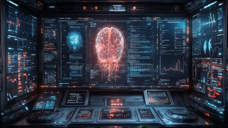 Futuristic Health Diagnostics Interface with Brain Data Analysis and ...
