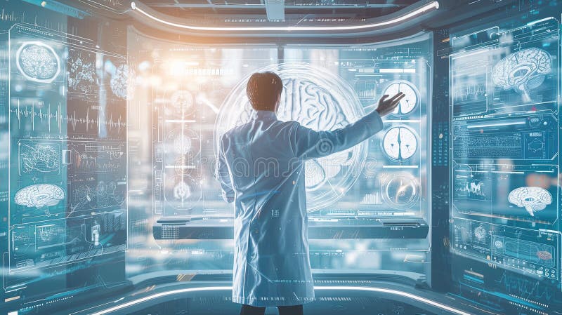 Futuristic Healthcare Diagnostics with Advanced Brain Imaging Technology Stock Illustration ...