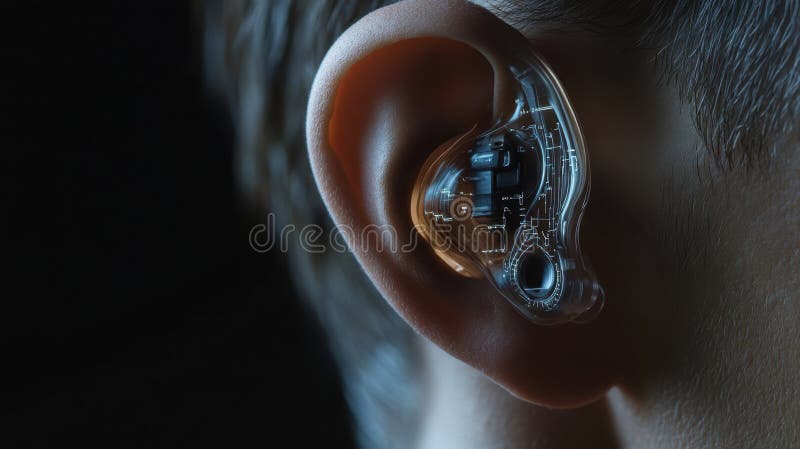 Futuristic Hearing Technology Embedded in Human Ear Stock Photo - Image ...
