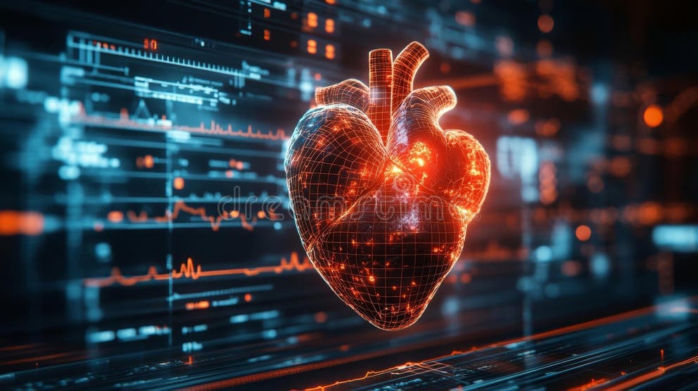 Futuristic Heart Data Visualization Stock Illustration - Illustration ...