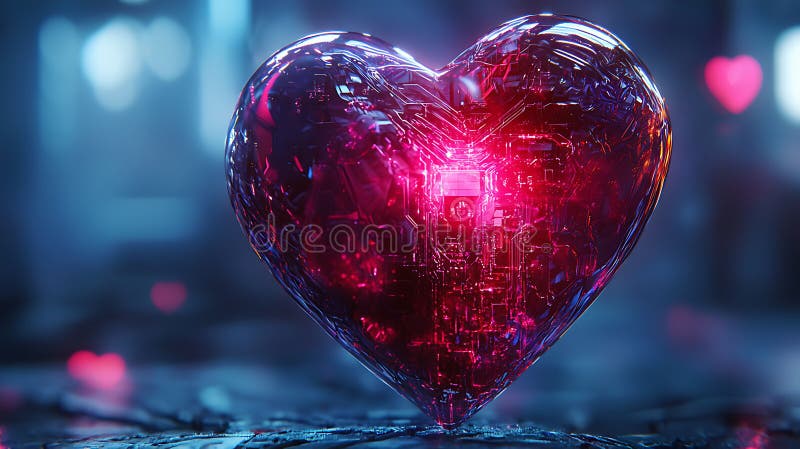 Futuristic Heart Design with Glowing Circuitry, Symbolizing Love and ...