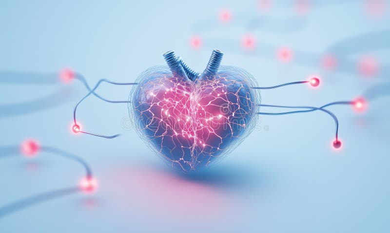 Futuristic Heart Design Glowing Circuits Energy Connections Stock ...