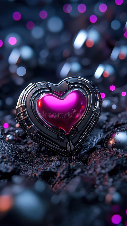 Futuristic Heart Design with Holographic Effect and Vibrant Colors ...