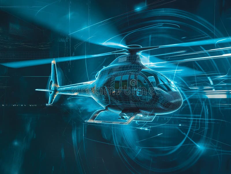 Futuristic Helicopter Blueprint Stock Image - Image of design, light ...