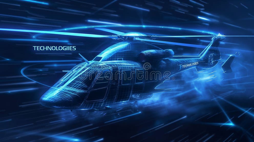 Futuristic Helicopter with Digital Overlay Stock Photo - Image of ...