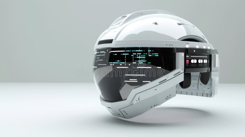 Futuristic Helmet with Glowing Interface Stock Photo - Image of ...