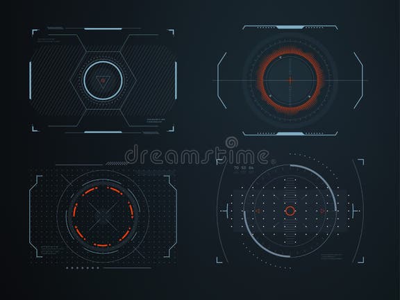 Futuristic Helmet Hud Screens Cockpit View. Glowing Visual Display ...