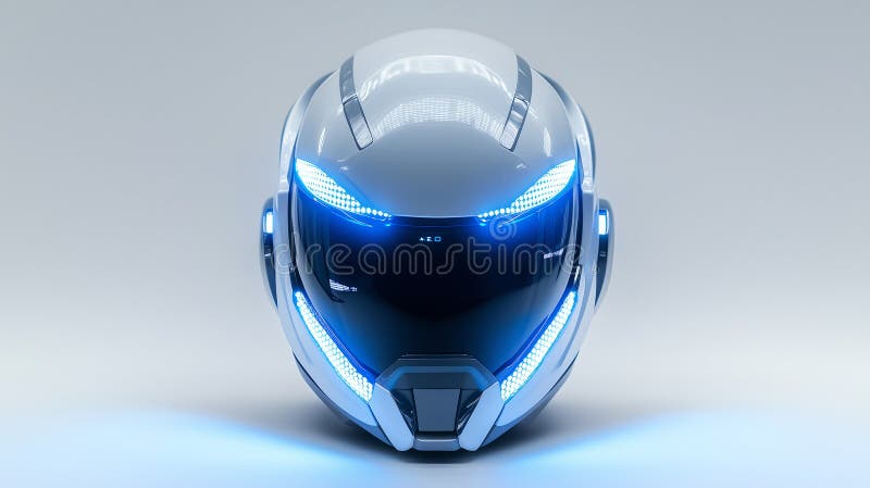 Futuristic Helmet with LED Lights Isolated on White Background for ...