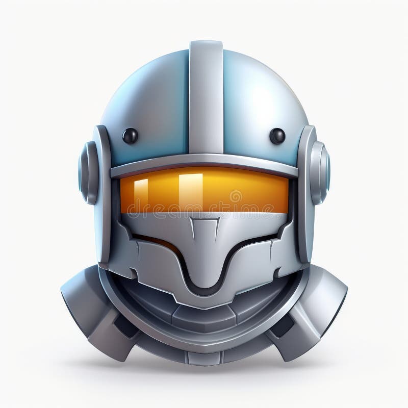 Futuristic Helmet with a Shiny, Metallic Appearance and an Orange Visor ...