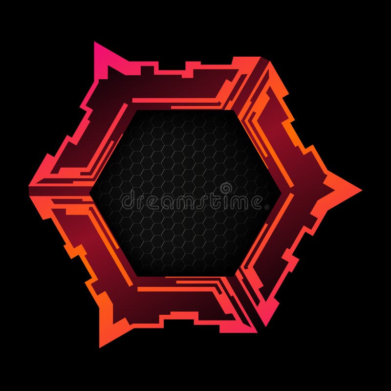 Futuristic Hexagon Frame with Copy Space Stock Vector - Illustration of ...