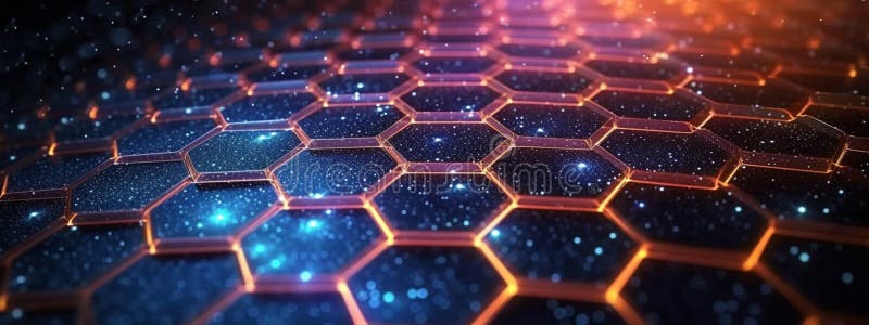 Futuristic Hexagon Grid Network Tech Digital Illustration with Data ...