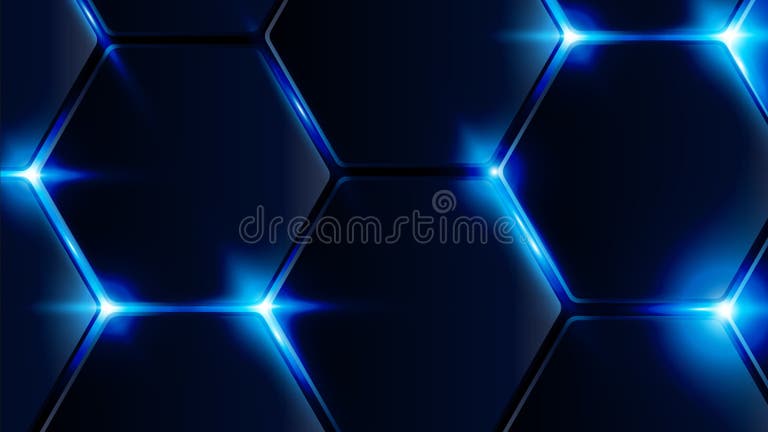 Futuristic Hexagon Pattern with Glowing Blue Light Technology ...