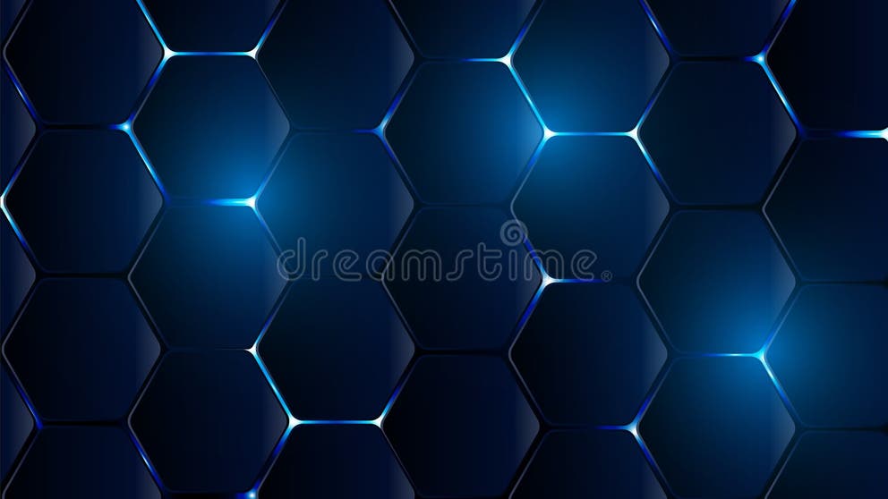 Futuristic Hexagon Pattern with Glowing Blue Light Technology ...