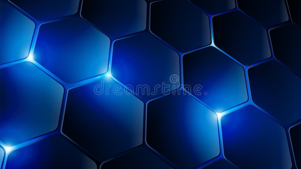 Futuristic Hexagon Pattern with Glowing Blue Light Technology ...