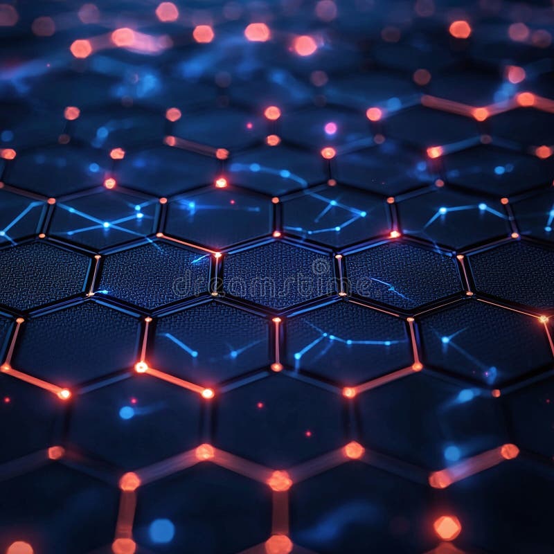 Futuristic Hexagon Pattern with Glowing Nodes Representing Technology ...