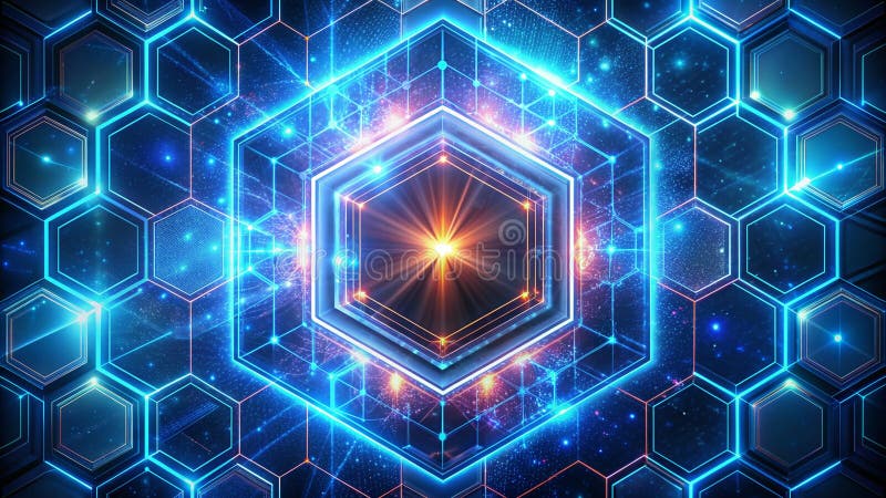 Futuristic Hexagon Wallpaper with Glowing Elements Concept of ...