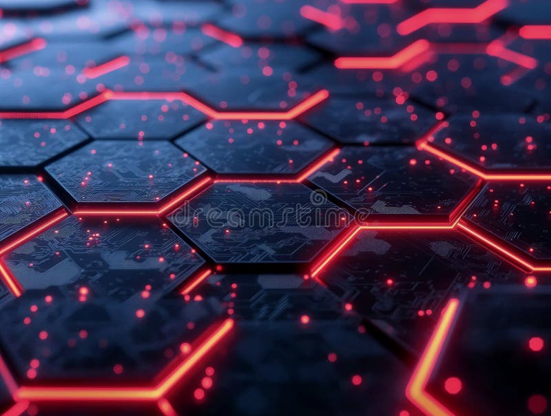 Futuristic Hexagonal Circuitry Stock Image - Image of system, glow ...