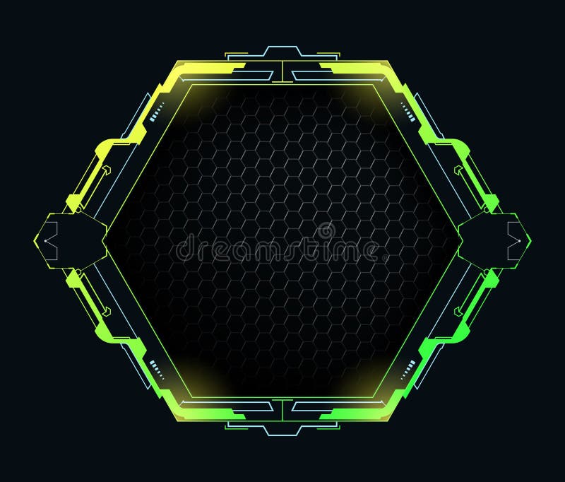 Futuristic Hexagonal Frame with Copy Space Stock Vector - Illustration ...