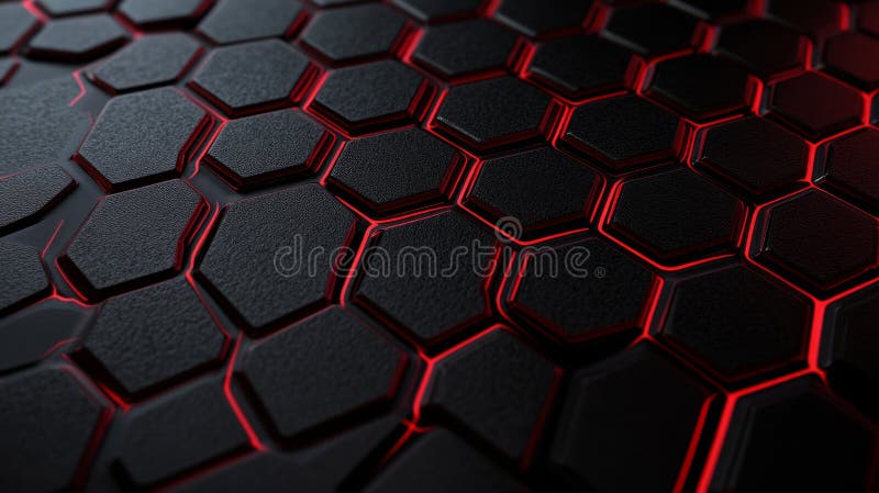 Futuristic Hexagonal Graphene Sheet with Intricate Red Highlights Stock ...