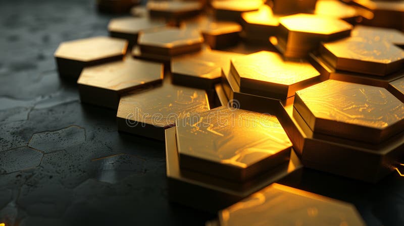 Futuristic Hexagonal Light Patterns on Abstract Technology Background ...