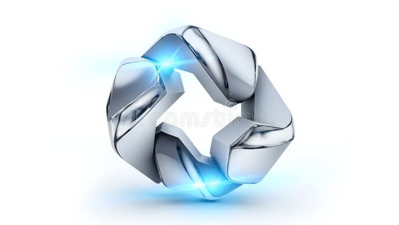Futuristic Hexagonal Metallic Structure with Blue Light Accents Stock ...