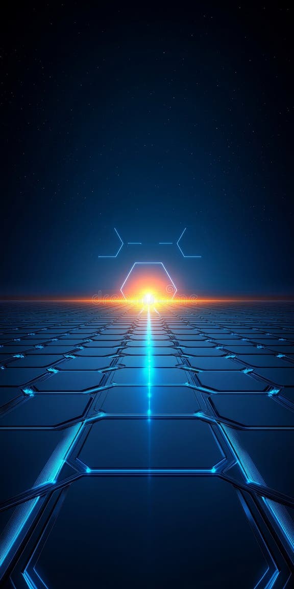 Futuristic Hexagonal Pathway Abstract Technology Background with Blue ...