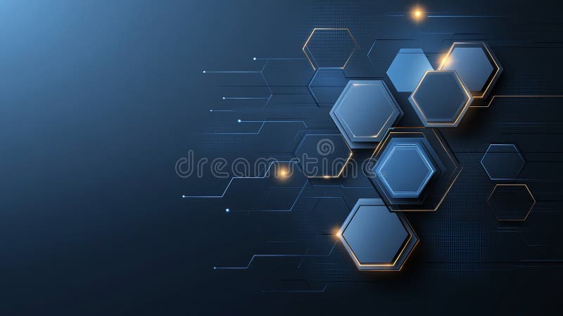 Futuristic Hexagonal Pattern Design with Blue Tones Glowing Elements ...