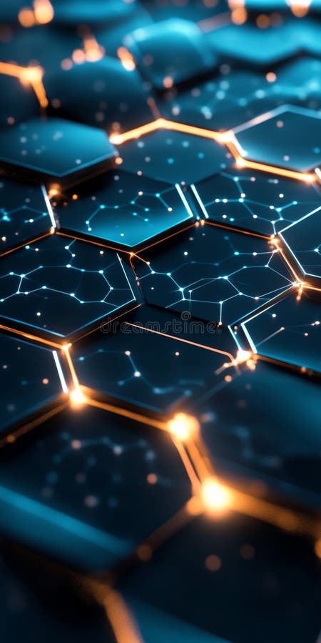 Futuristic Hexagonal Pattern with Glowing Connections and Digital ...