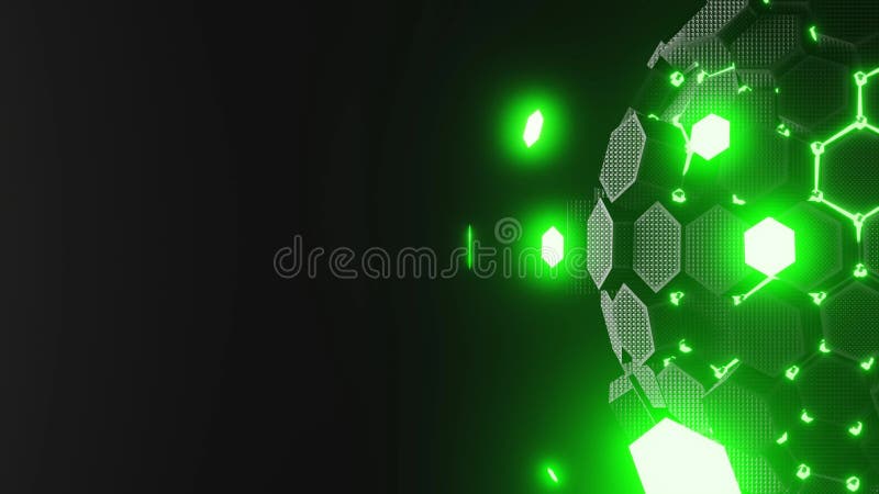 Futuristic Hexagonal Sphere with Green Lights, Symbolizing Technology ...