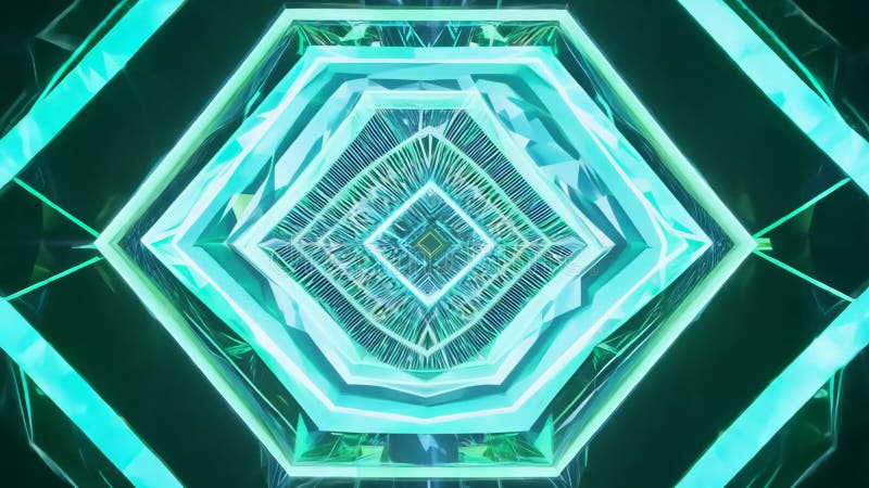 A Futuristic Hexagonal Tunnel with Vibrant Neon Green Lights, Creating ...