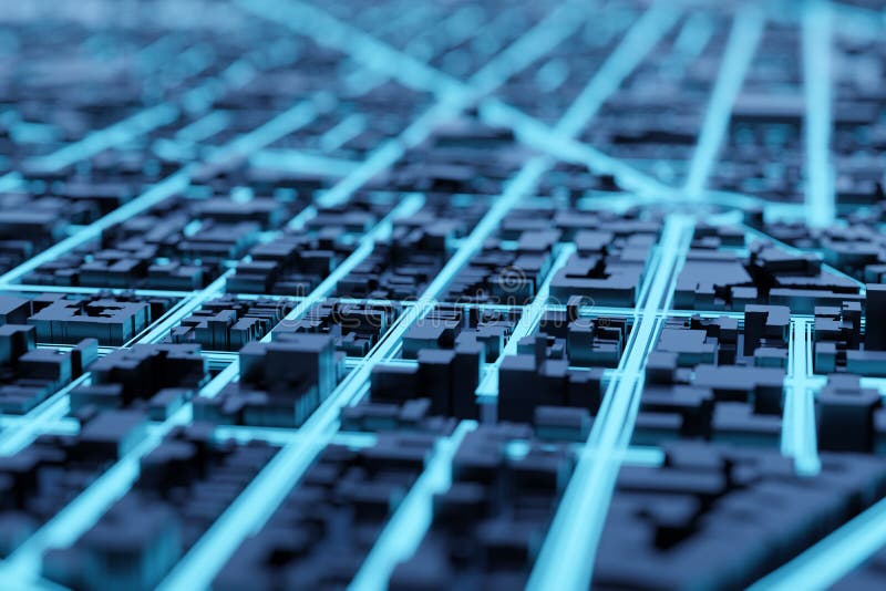 Hi-tech City Infrastructure Design 3d Model. Engineering and ...