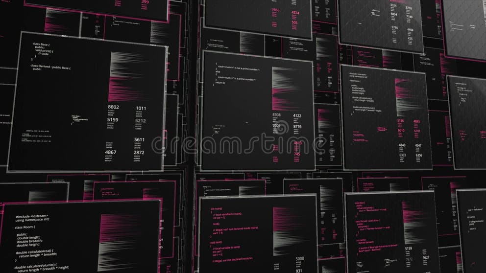 Futuristic Hi Tech User Interface Multi Display With Digital Code And Data Motion Graphics