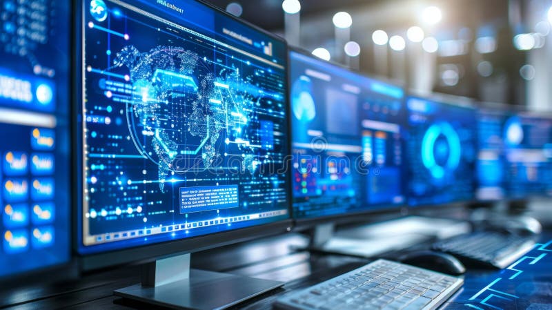 Futuristic High Performance Personal Computer Displayed on Vibrant Blue ...