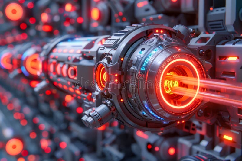 Futuristic High Precision Red Laser Equipment in Technological ...