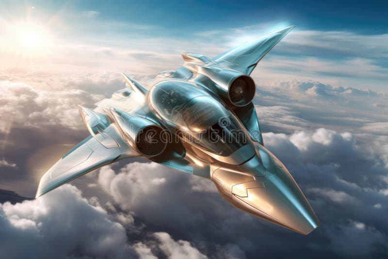Futuristic High-speed Aircraft Soaring in the Sky Stock Illustration ...