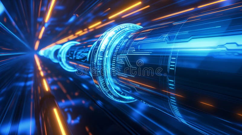 Futuristic High-Speed Data Transmission Stock Image - Image of neon ...