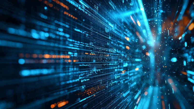 Futuristic High-speed Digital Data Stream in Blue and Orange Stock ...