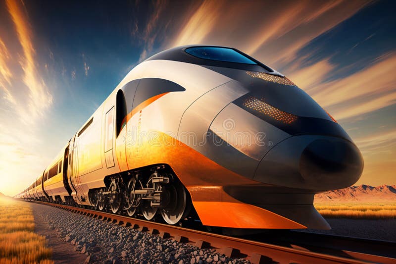 Futuristic High-speed Express Passenger Train. Logistics of the Future ...