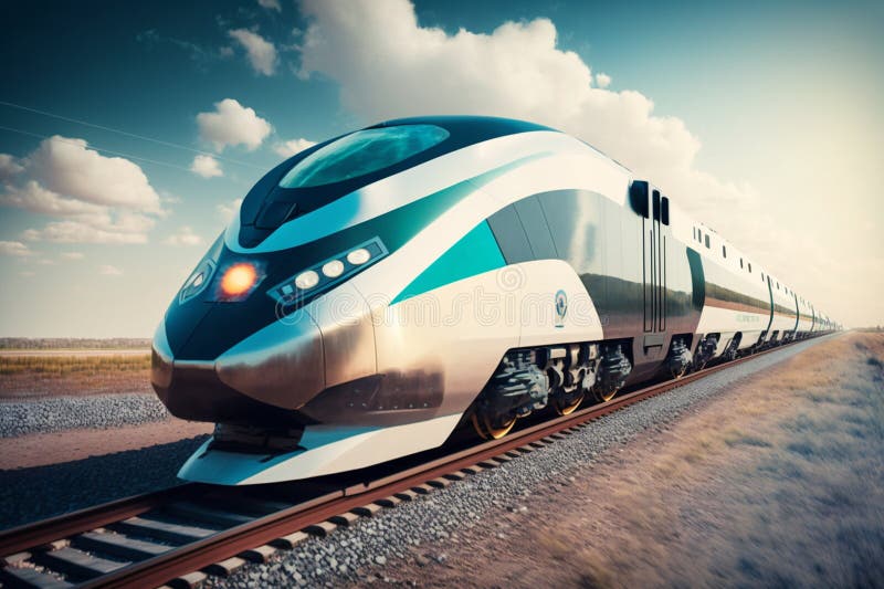 Futuristic High-speed Express Passenger Train. Logistics of the Future ...