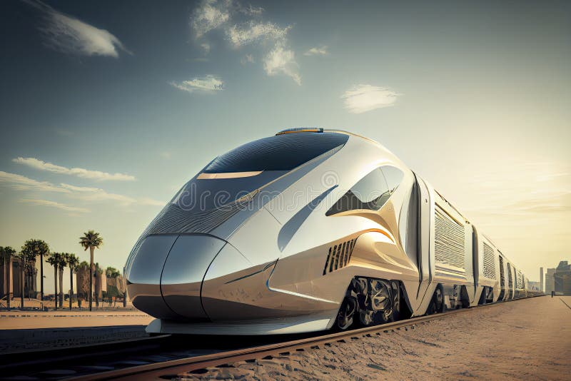Futuristic High-speed Express Passenger Train. Logistics of the Future ...