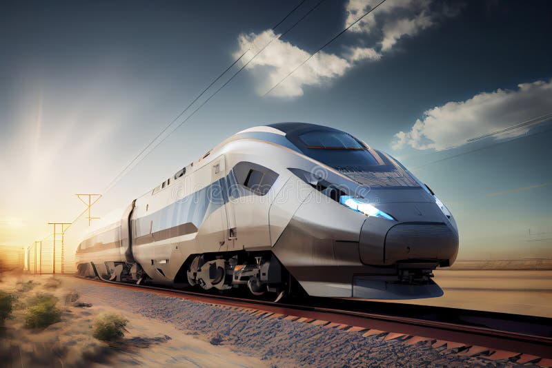 Futuristic High-speed Express Passenger Train. Logistics of the Future ...
